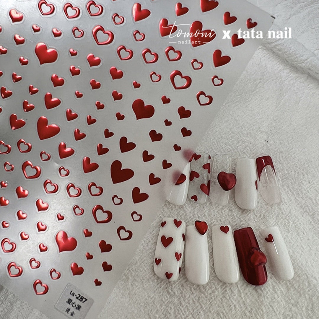 Red Heart Nail Stickers, Red Heart Nail Stickers, Self-adhesive Nail ...