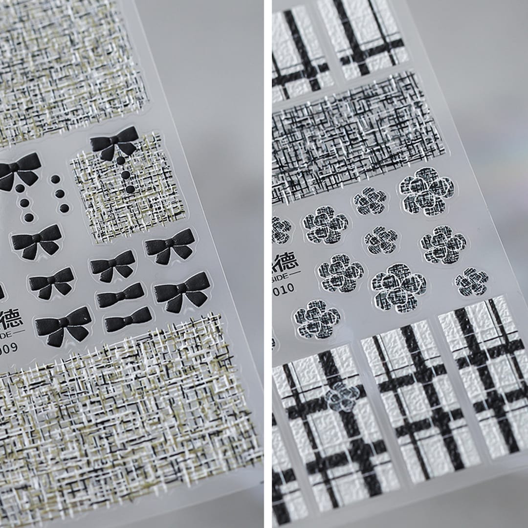 Plaid Nail Stickers, Black Plaid Nail Decals, Winter Nail Stickers ...