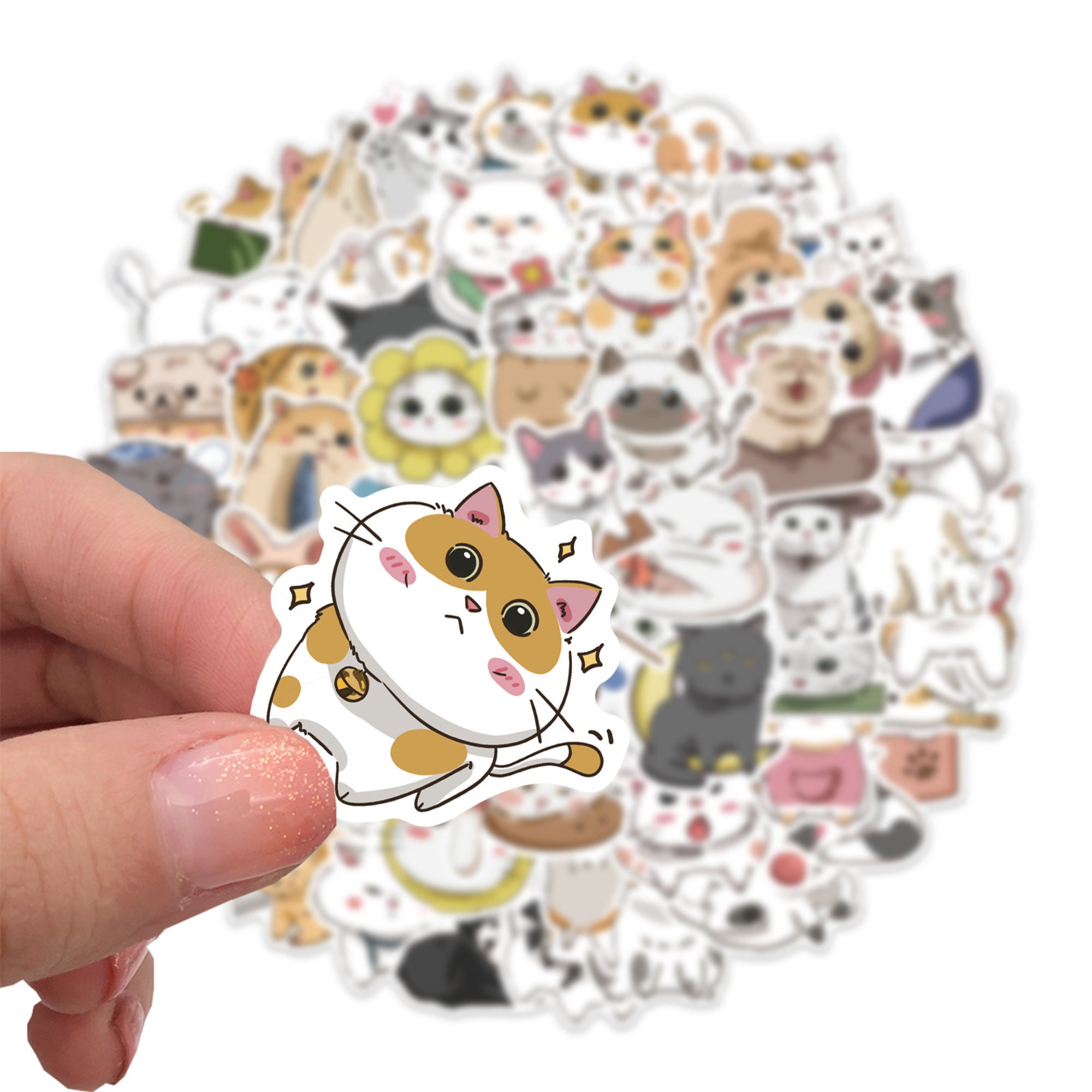 62 Pcs Cat Stickers Cartoon Cat Stickers Cute Cat Sticker - Etsy