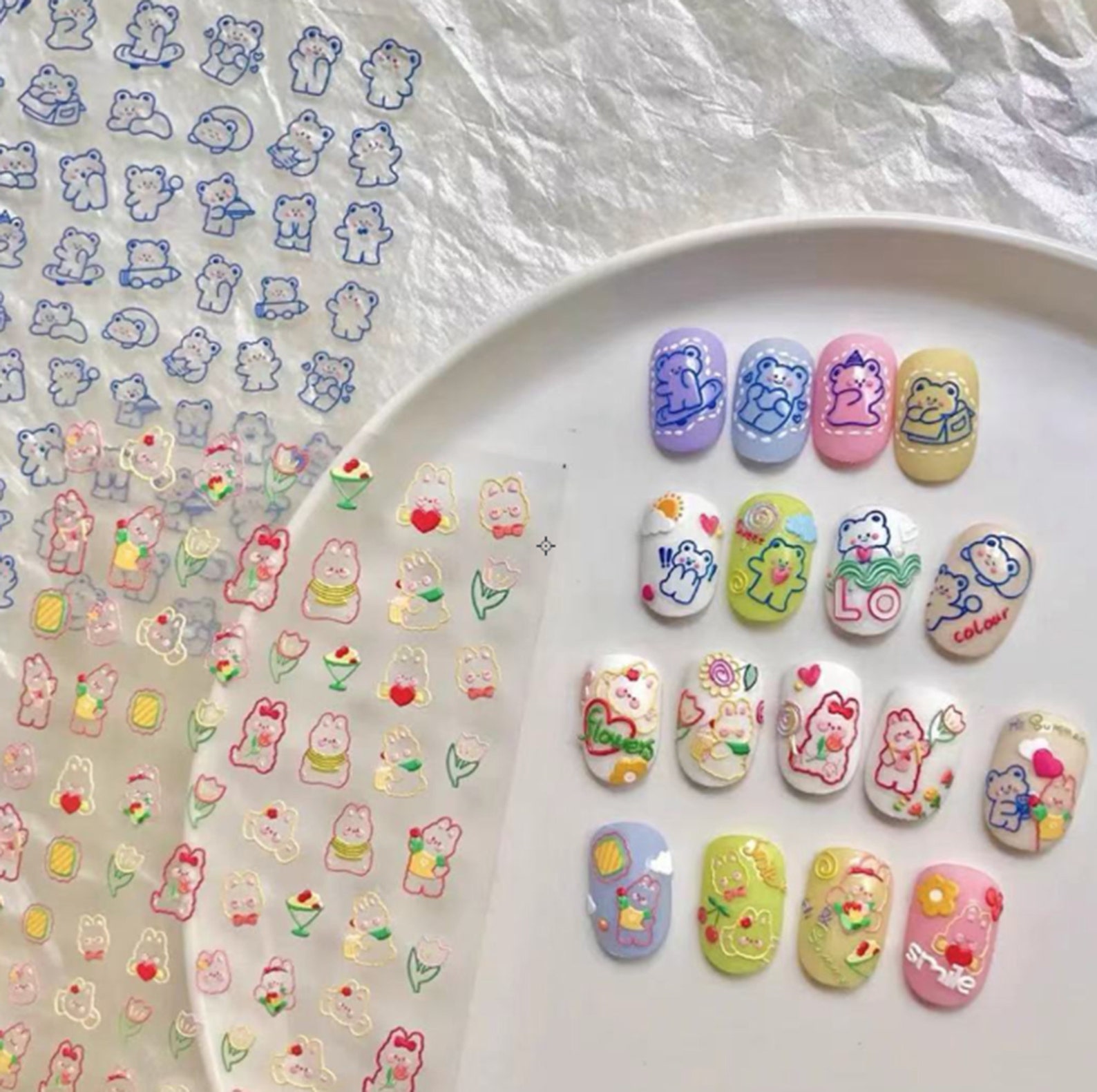 Kawaii Nail Stickers Nail Decals Cute Nail Stickers Rabbit - Etsy