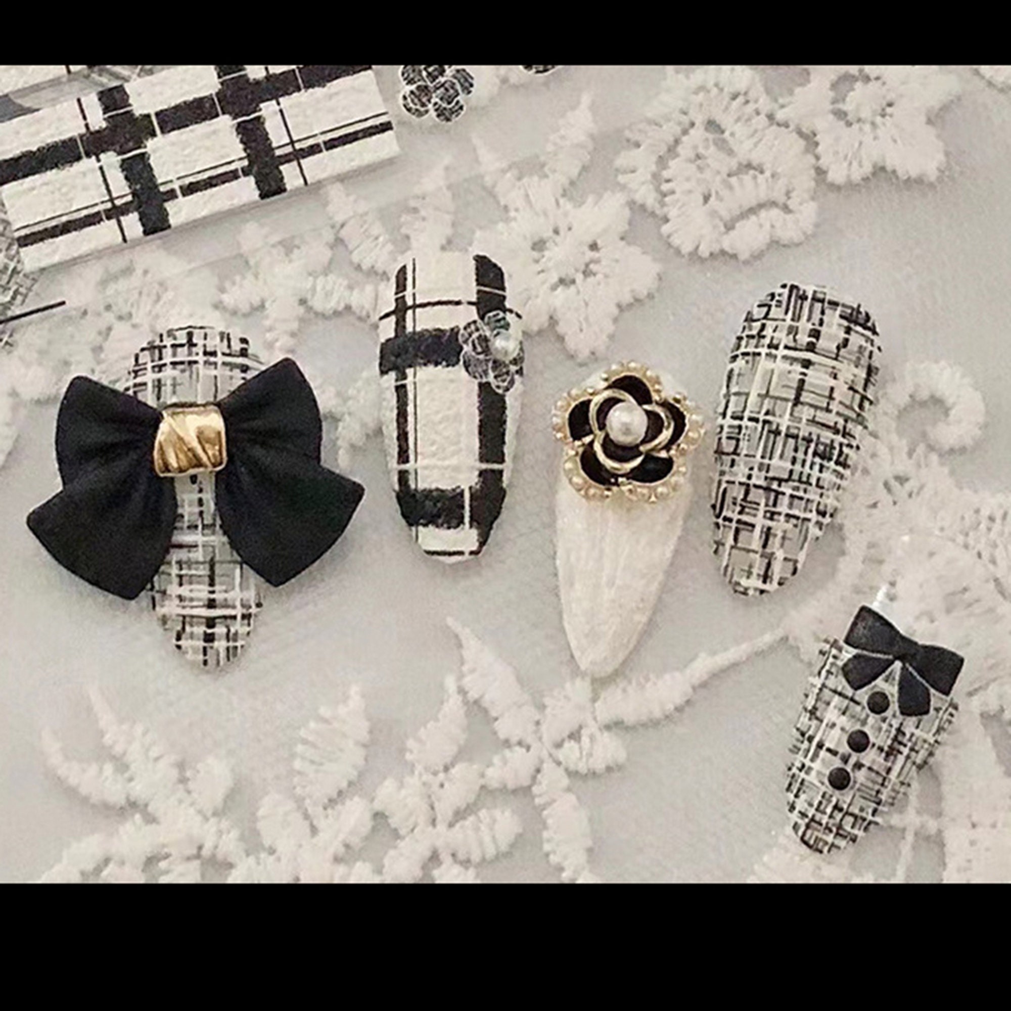 Plaid Nail Stickers, Black Plaid Nail Decals, Winter Nail Stickers ...