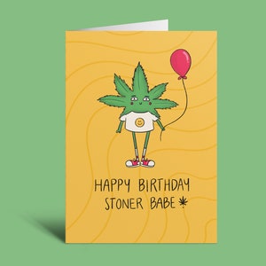 Happy Birthday Stoner Babe Card: Weed Character & Dope Birthday Card ...