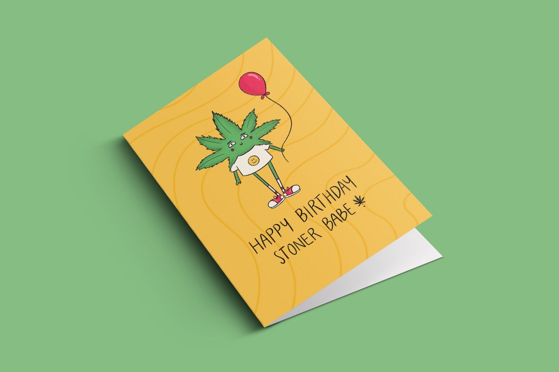 Happy Birthday Stoner Babe Card: Weed Character & Dope Birthday Card ...