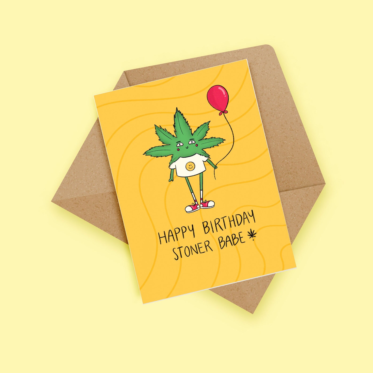 Happy Birthday Stoner Babe Card Weed Character And Dope Birthday Card