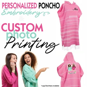 Custom Unisex Surf Poncho With Hood, Personalized Beach Coverup ...