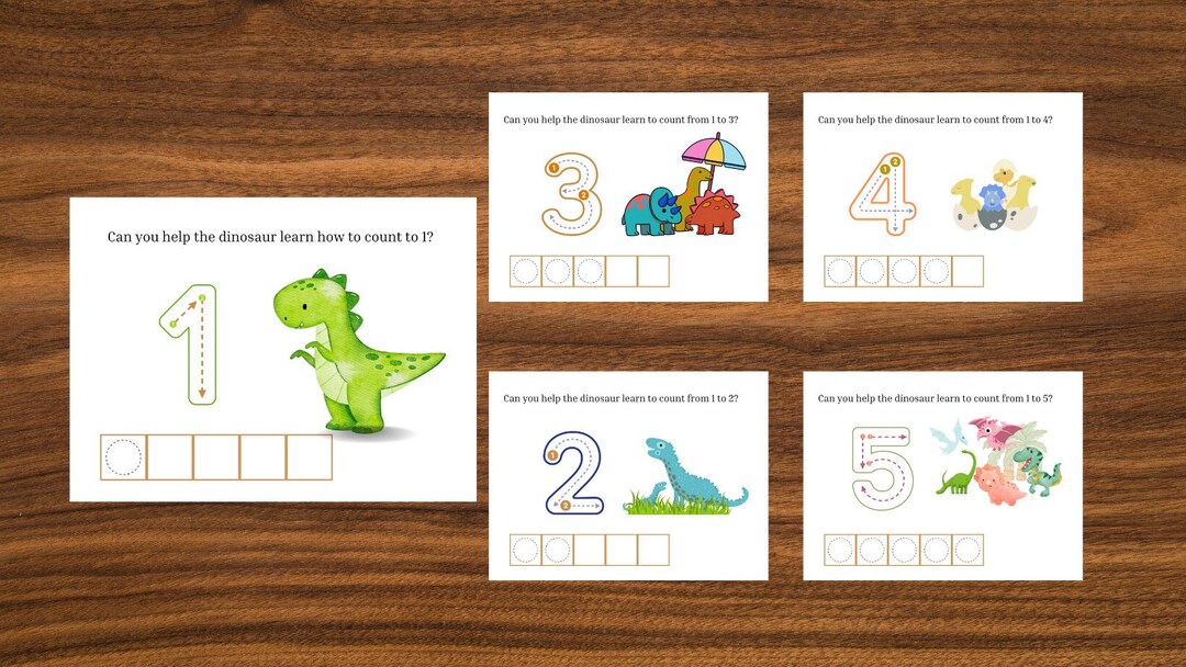 Learn to Count to 5 With the Help of Dinosaur Friends - Etsy