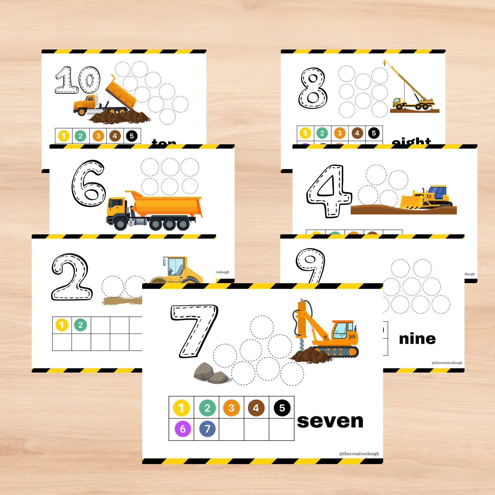 Construction Vehicle Count to 10 Playdough Mats: Creative Math Game ...
