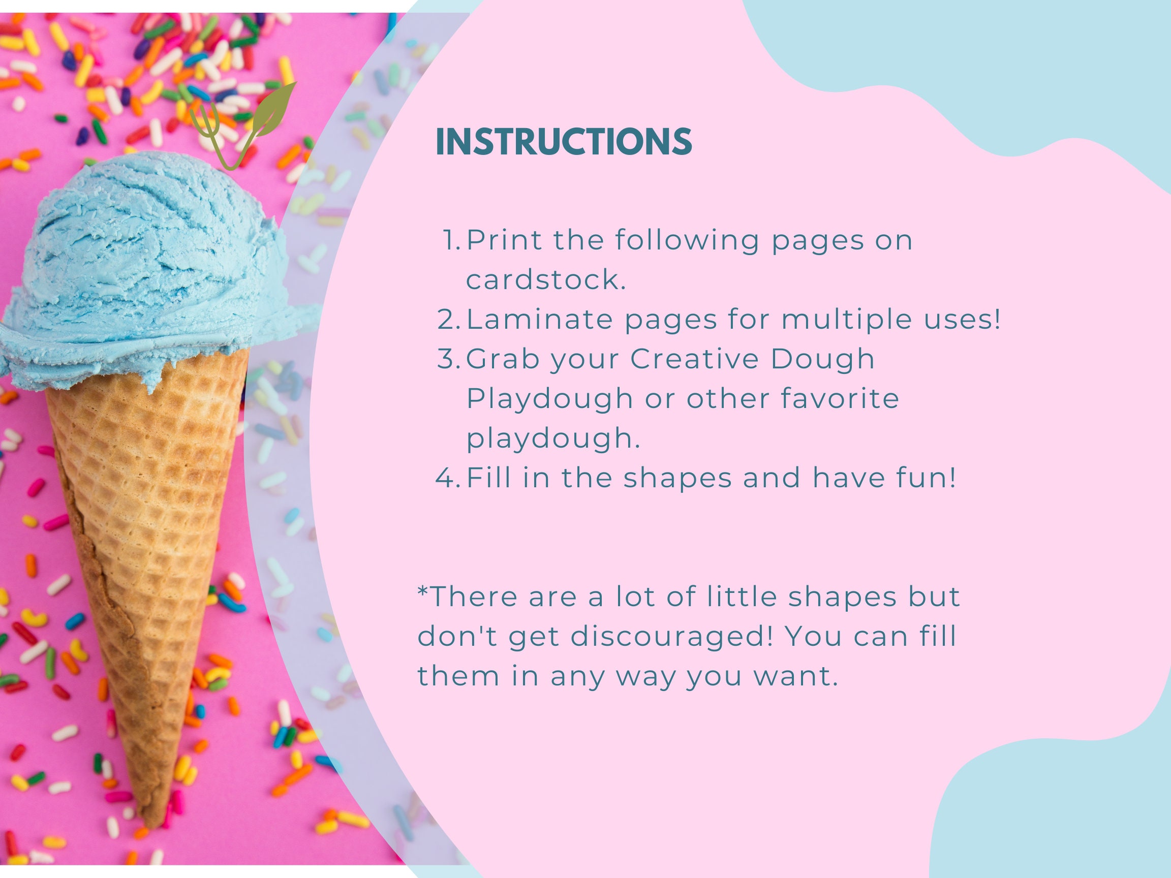 Ice Cream Play Dough Mat Fun Activity for Kids Icecream - Etsy