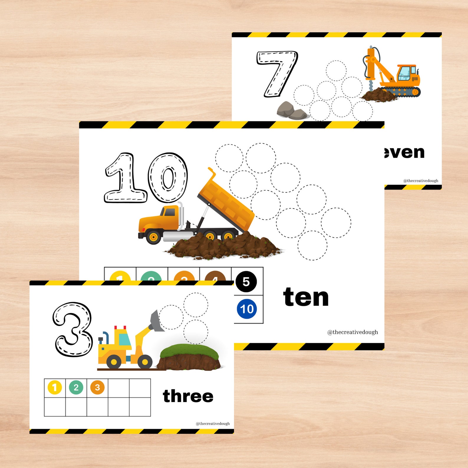 Construction Vehicle Count to 10 Playdough Mats: Creative Math Game ...