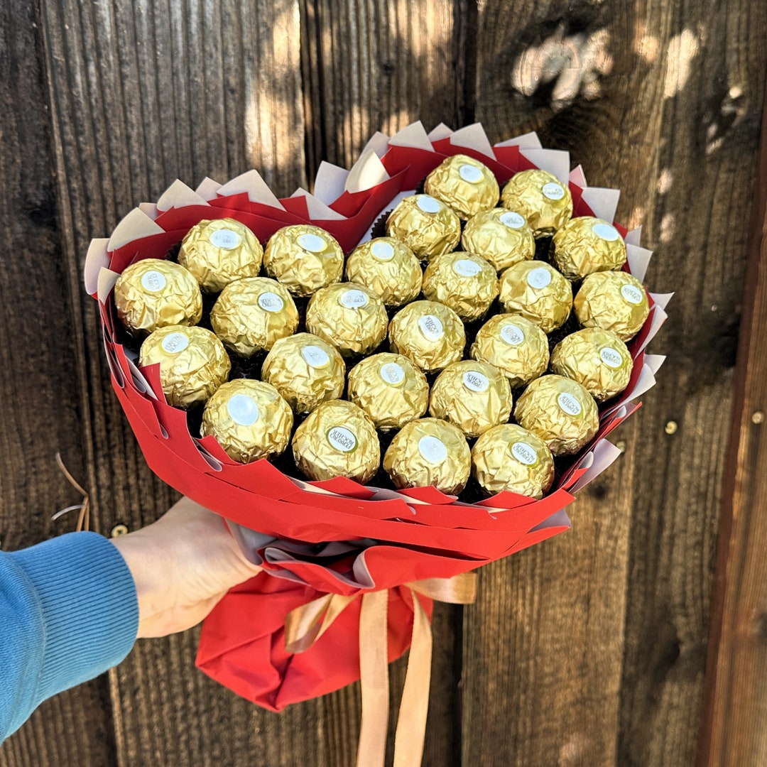 Valentine's Ferrero Rocher Chocolate Bouquet: Handmade Sweet ...
