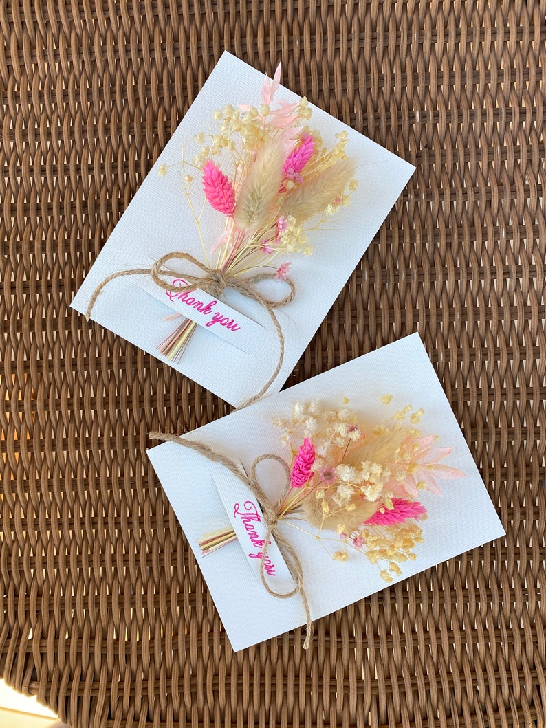 Mini Dried Flower Bouquet: Handmade Personalized Greeting Card - Etsy