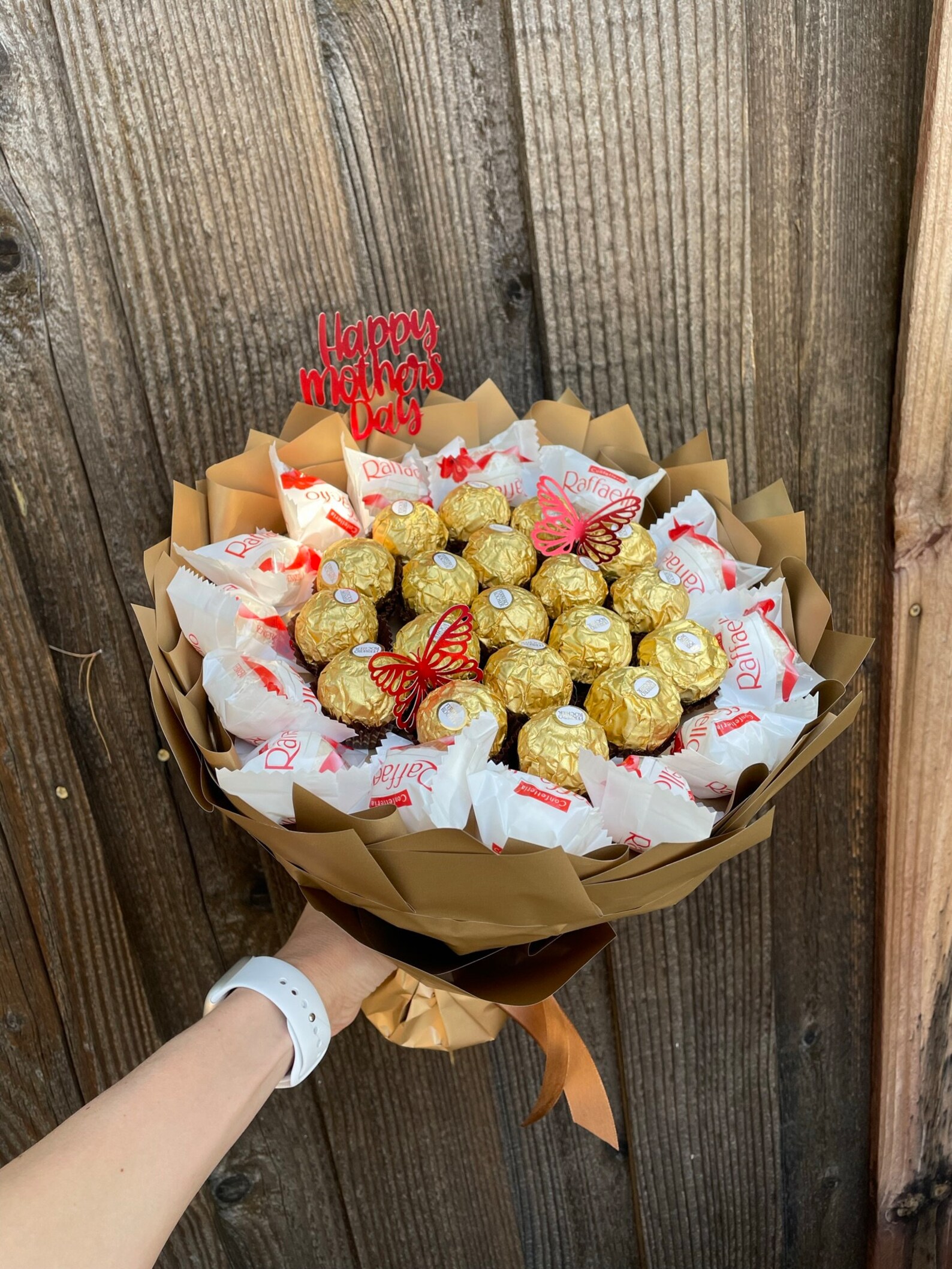 Raffaello and Ferrero Rocher Bouquet. Luxury Sweet Arrangement With ...