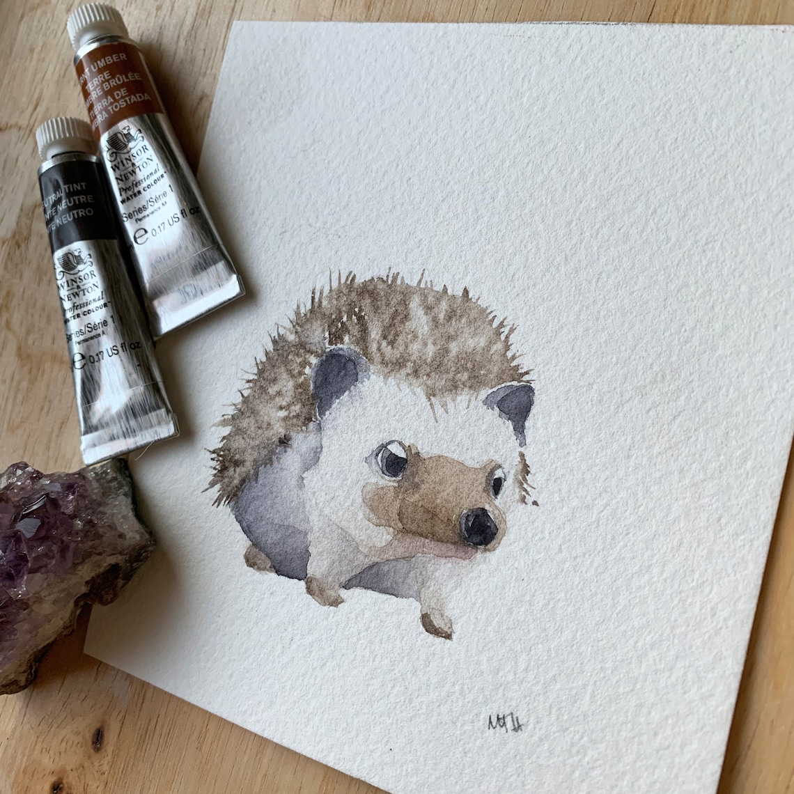 Hedgehog Original Watercolor Painting Miniature Woodland - Etsy