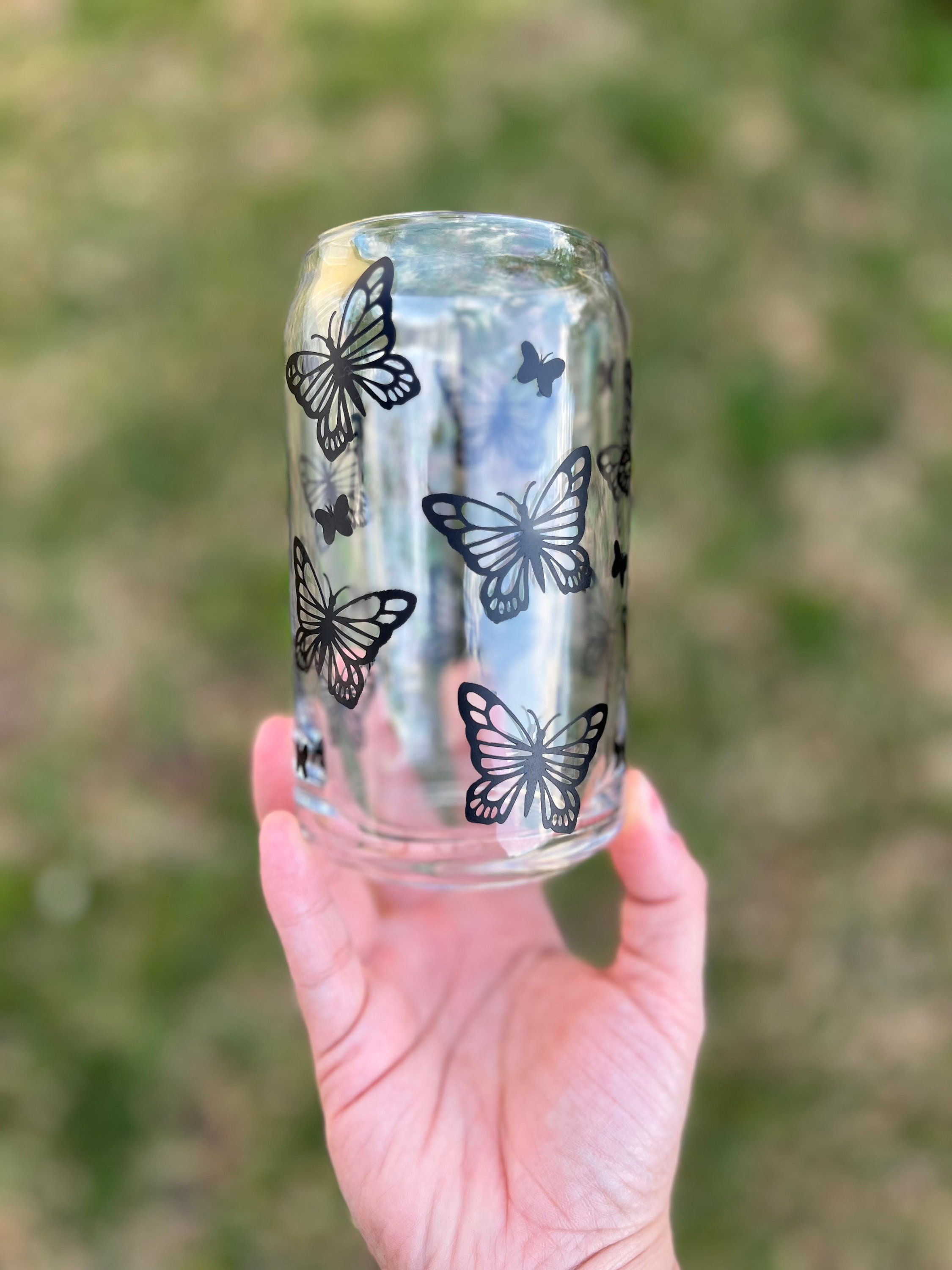 Butterfly Glass Cup | Coffee Cup | Soda Cup | Beer Cup | Iced Drink Cup ...