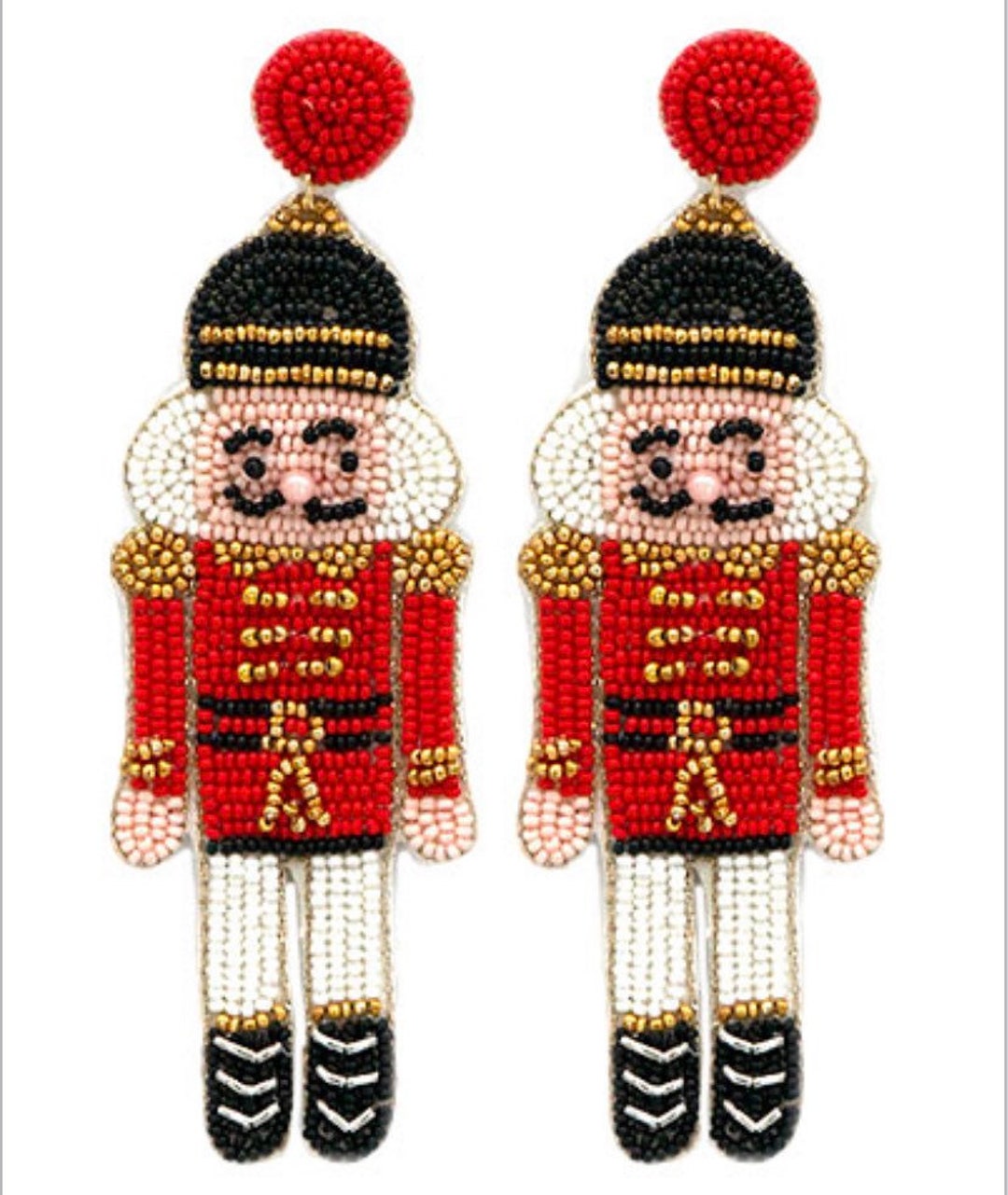 Red Colorful Nutcracker Beaded Statement Earrings for the Holidays - Etsy