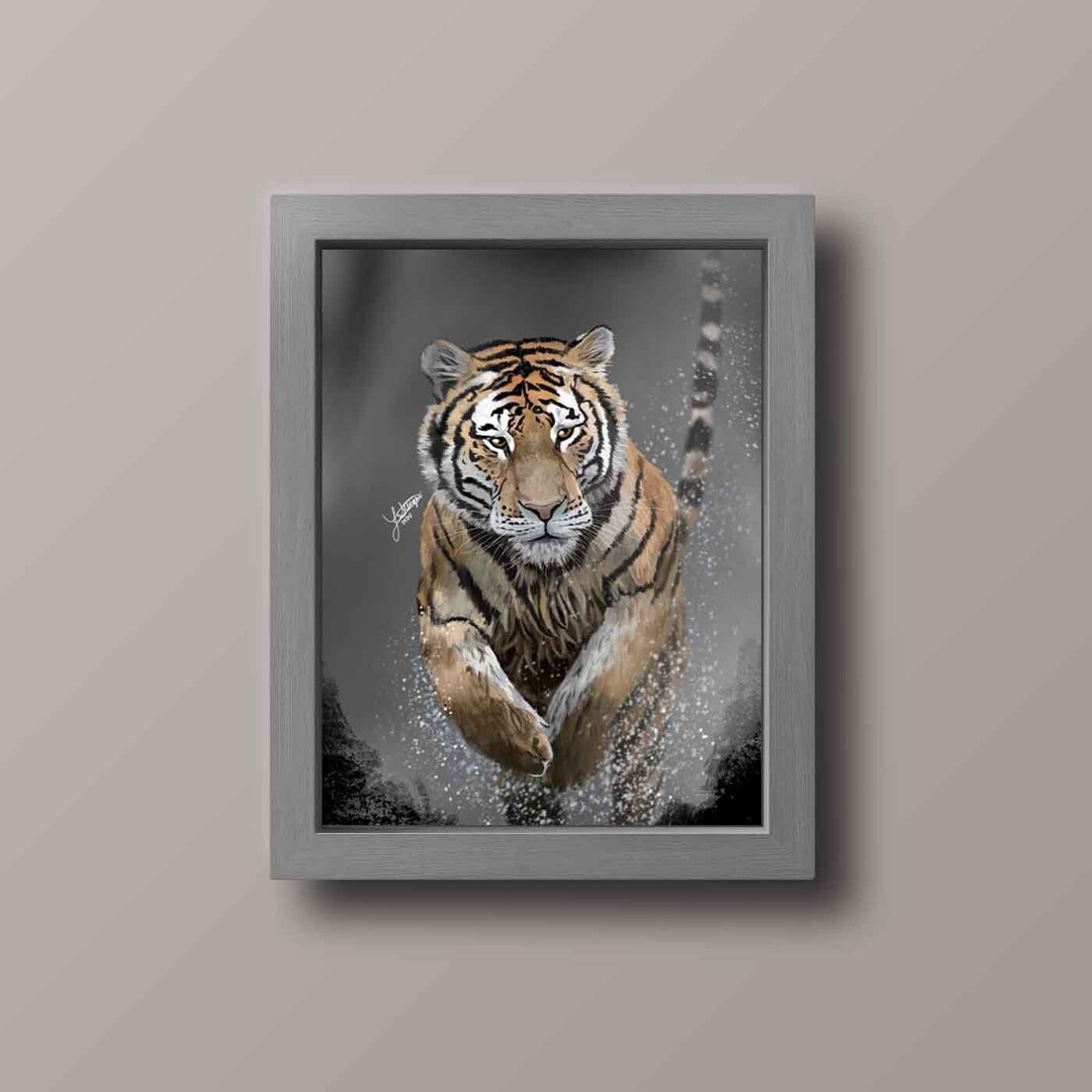 Jumping Tiger- Malayan Tiger Art Print Gift- Digital Download - Etsy