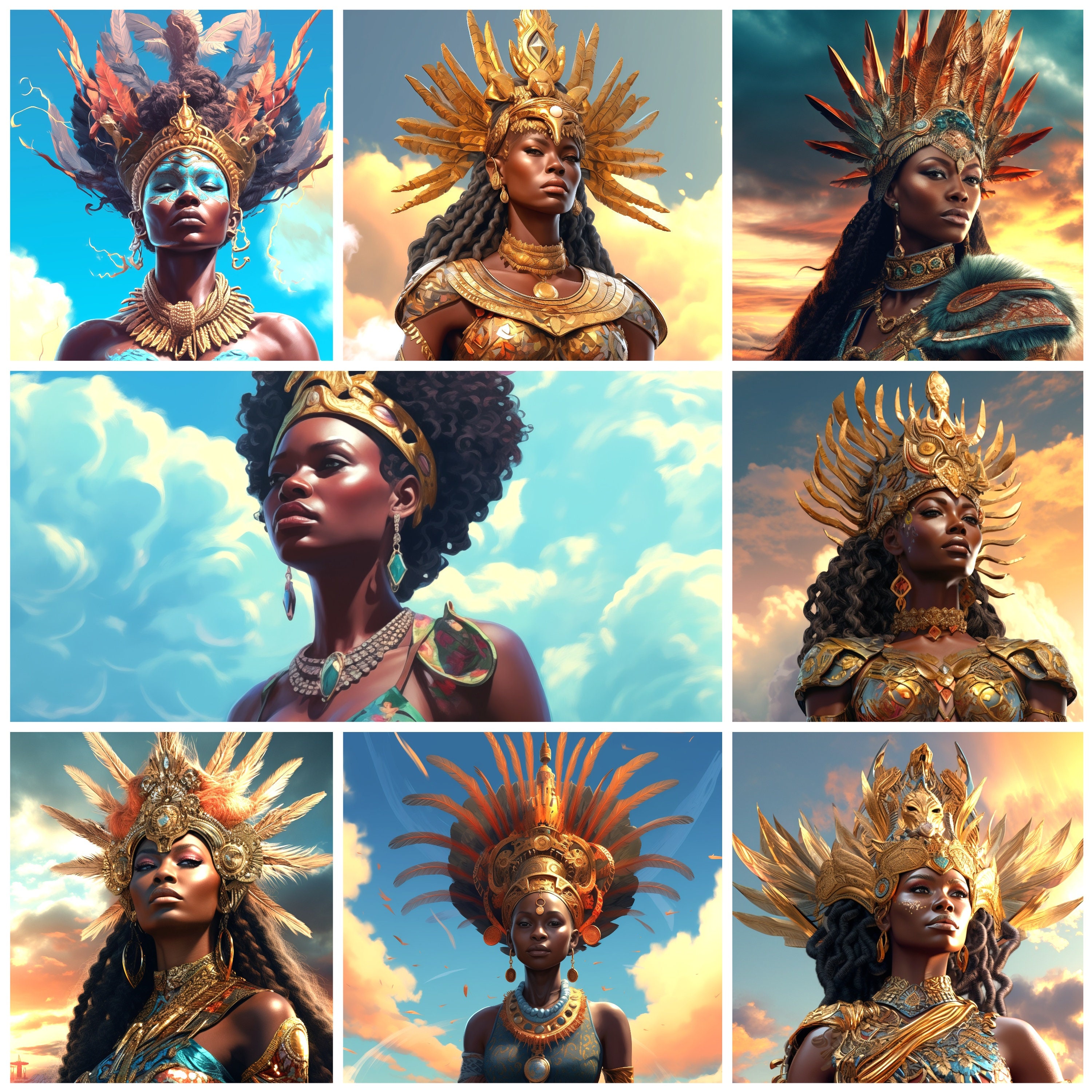 3 Artworks - BUNDLE Native Goddess Digital Artwork * Divine Feminine ...