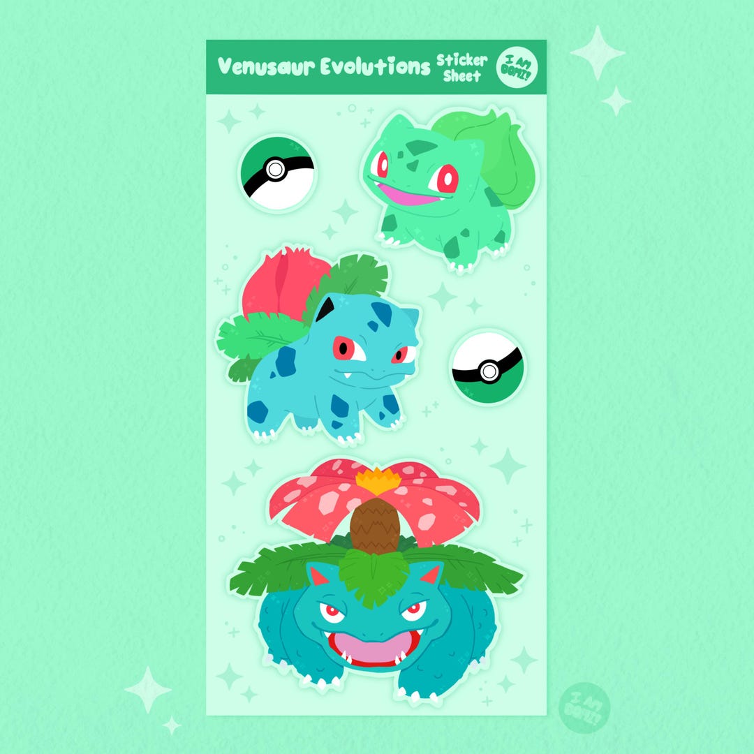 US ONLY/ Venusaur Sticker Sheet - Etsy