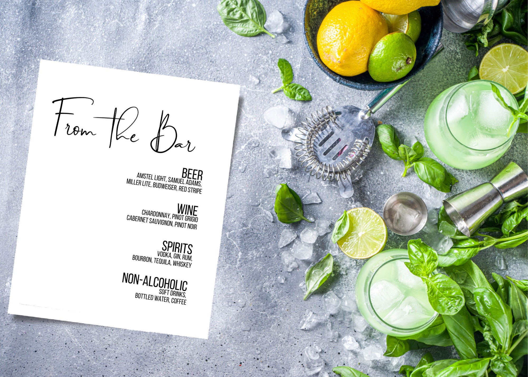From the Bar Wedding Bar Menu Sign Template, Editable Wedding and ...