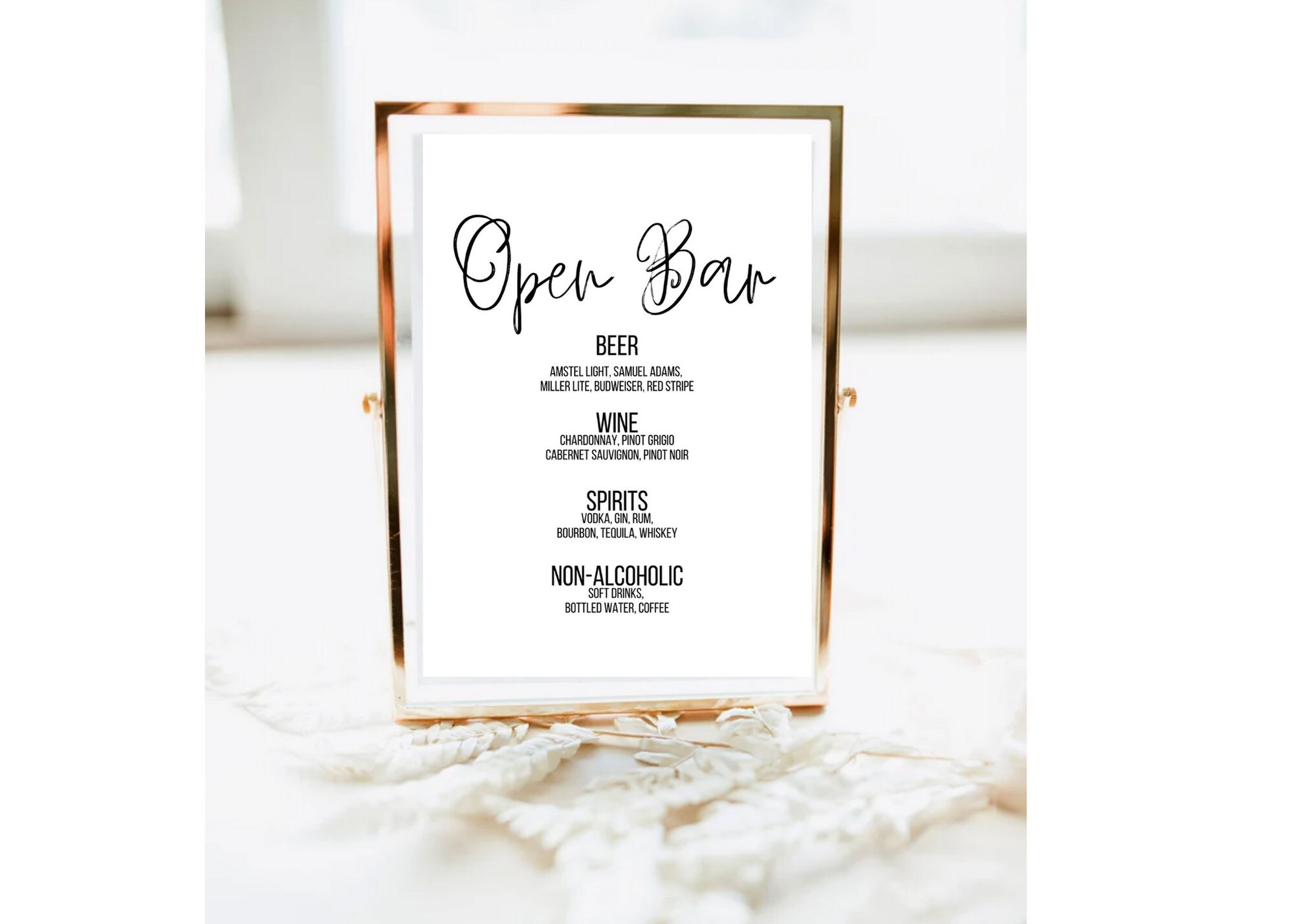 Ar Menu Sign, Editable Wedding Bar Menu Template, Open Bar Drink Menu ...