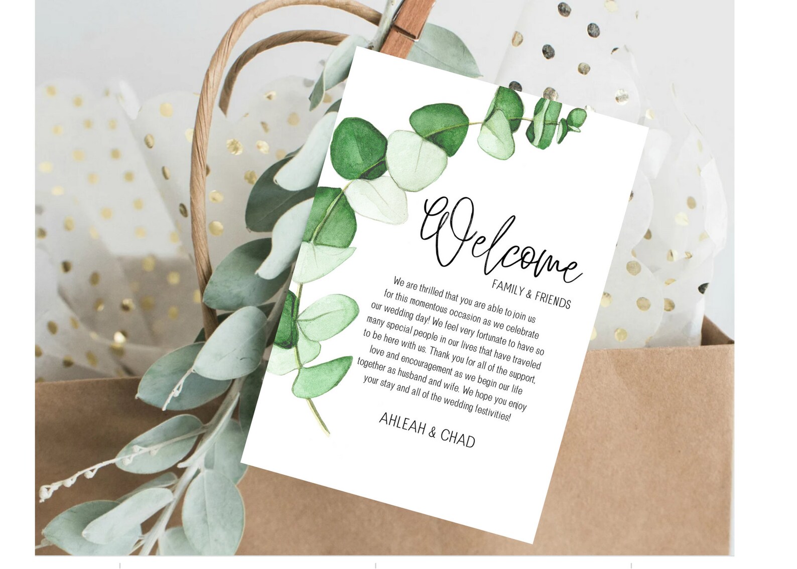 Wedding Welcome Card Template, Wedding Welcome Bag Note, Wedding Events ...