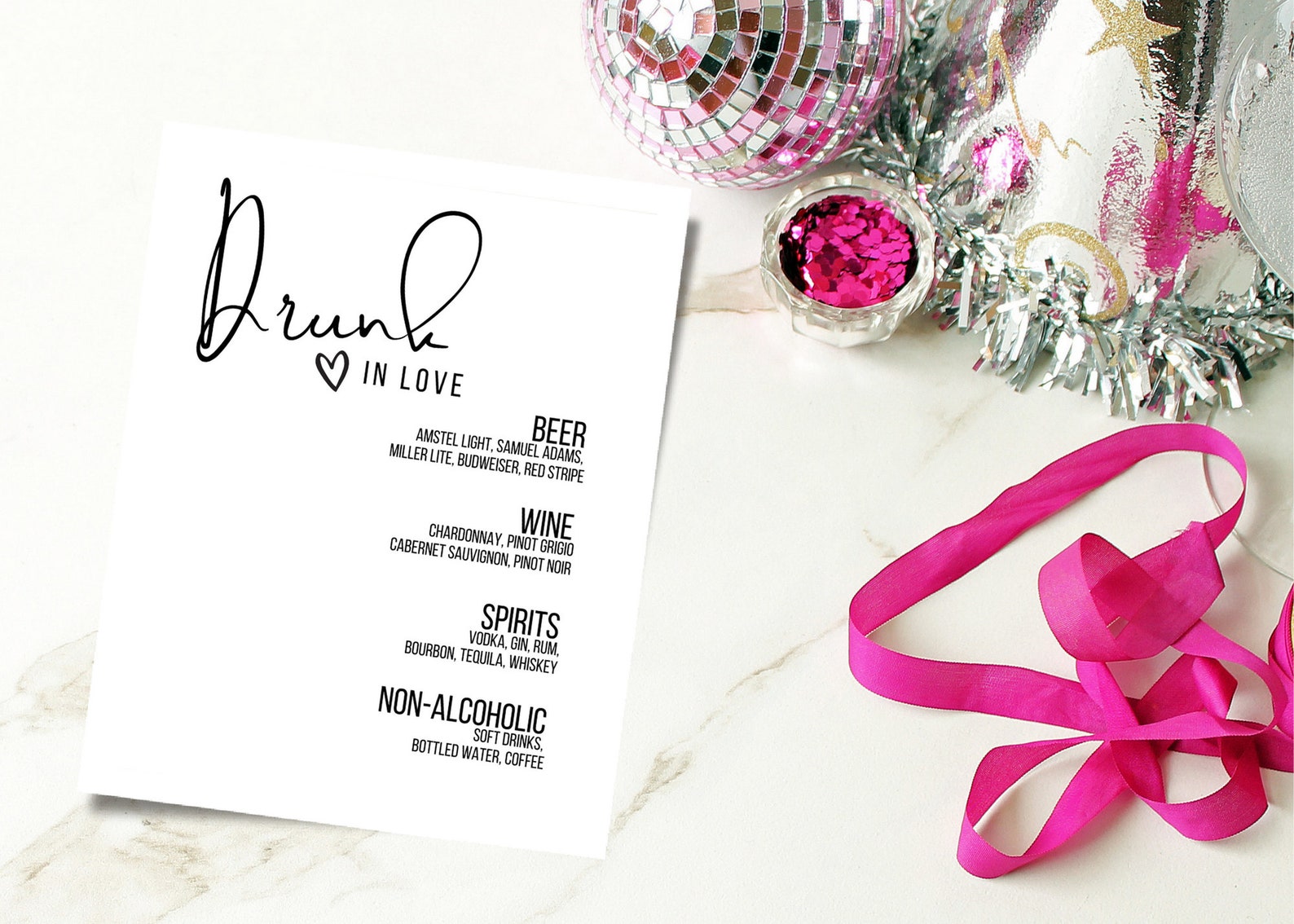 Drunk in Love Let's Drink Wedding Bar Menu Sign Template - Etsy