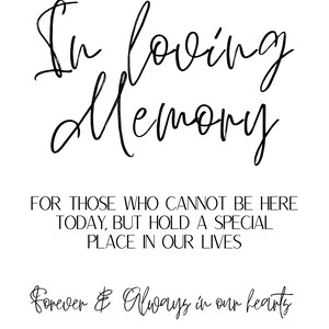 Memory Table Sign, in Loving Memory Wedding Sign, Instant Download ...