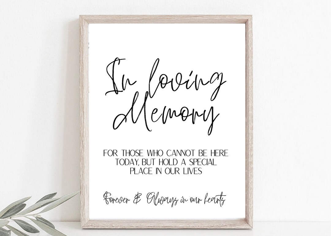 Memory Table Sign, in Loving Memory Wedding Sign, Instant Download ...