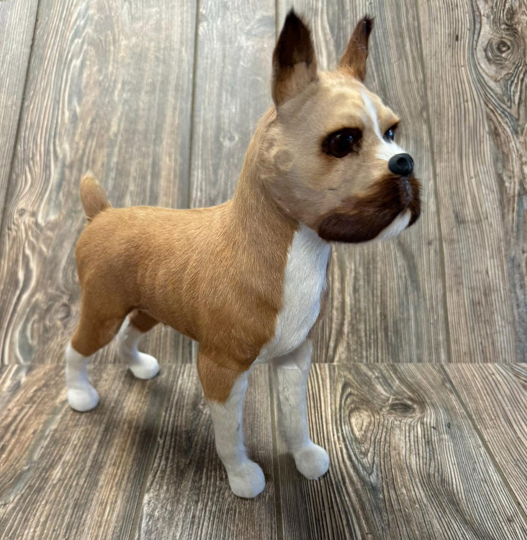 Vintage Large Sized Real Feel Boxer Dog Figurine in Excellent Condition ...