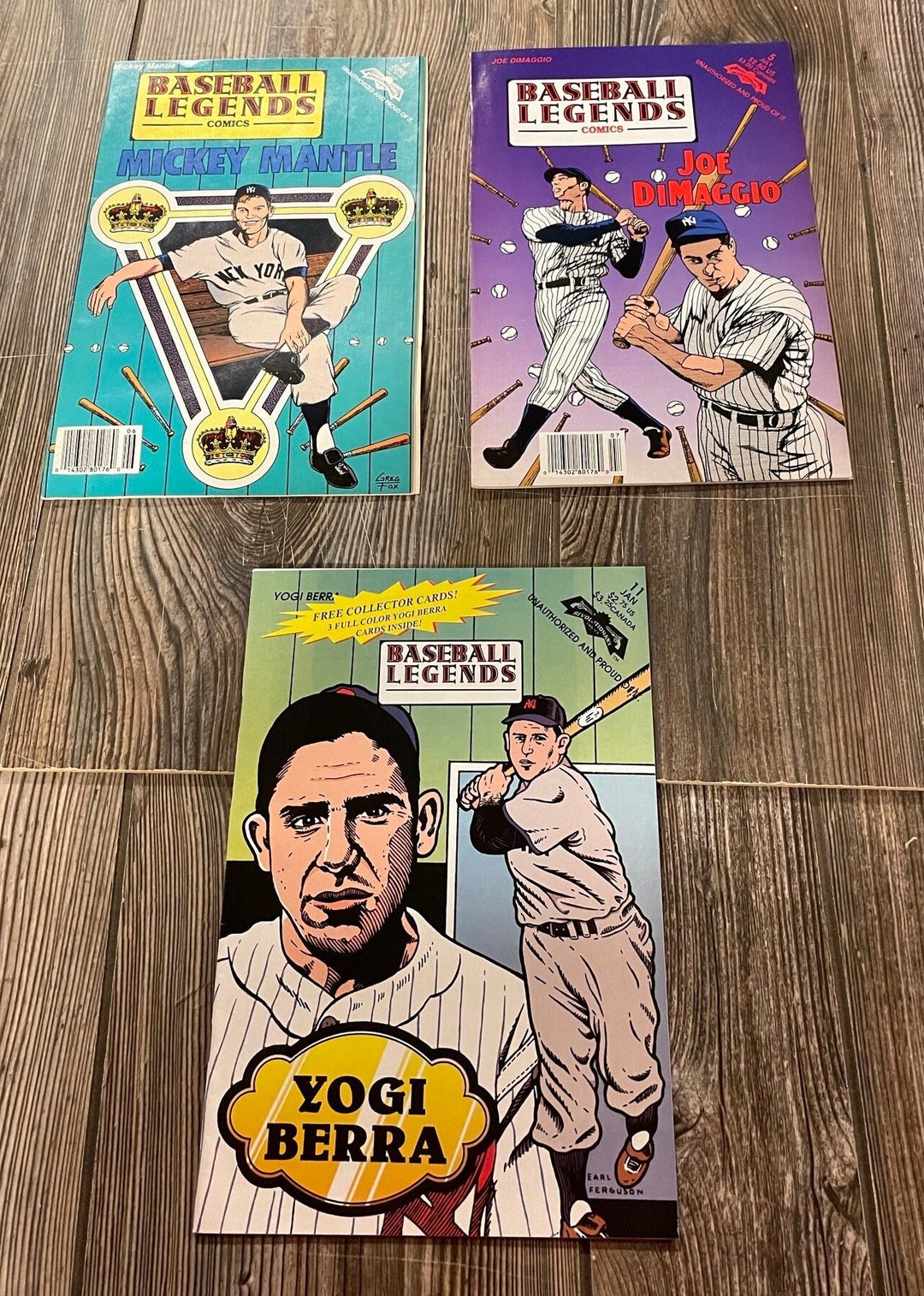 Vintage Baseball Legends Set of 3 Comic Books Yogi Berra Mickey Mantle ...