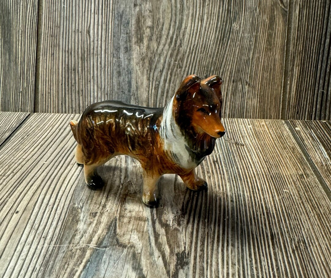 Vintage Cute Small Bone China Collie Dog Figurine - Etsy