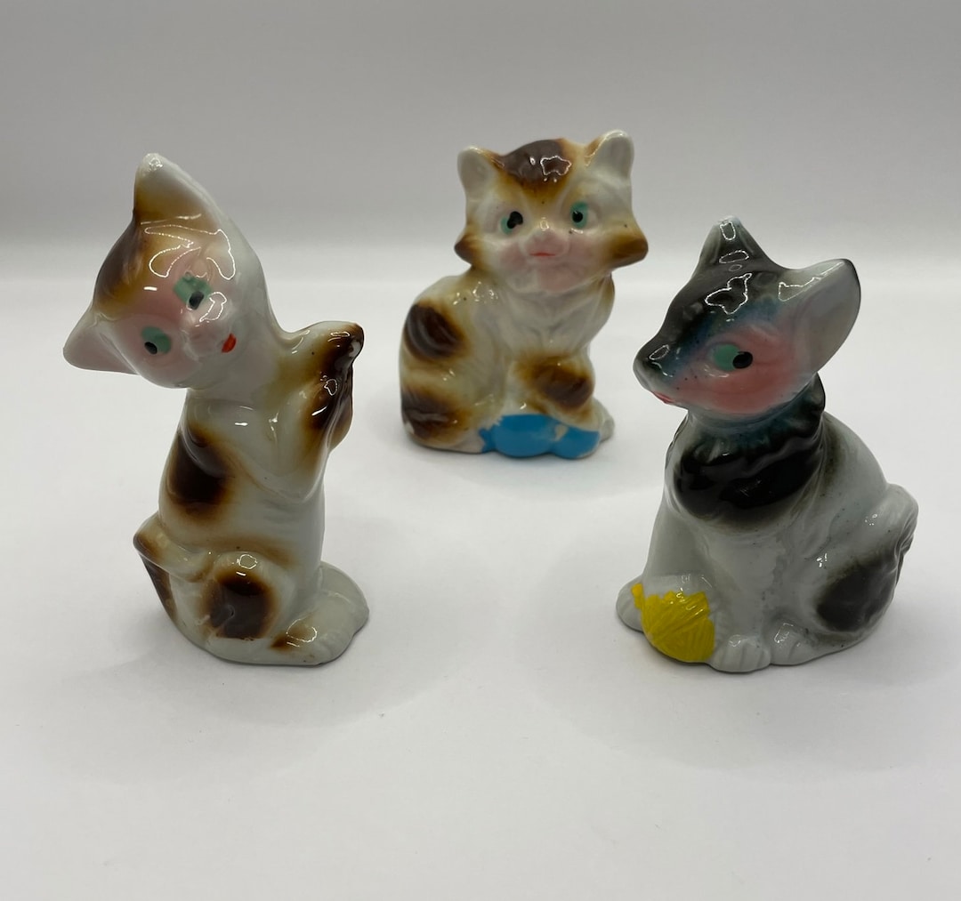 Vintage Set of 3 Adorable Bone China Hand Painted Cat Figurines - Etsy