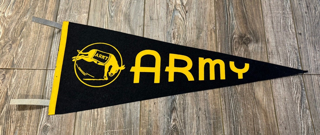Vintage 1950's ARMY Black and Gold Full Sized Felt Logo Pennant in ...