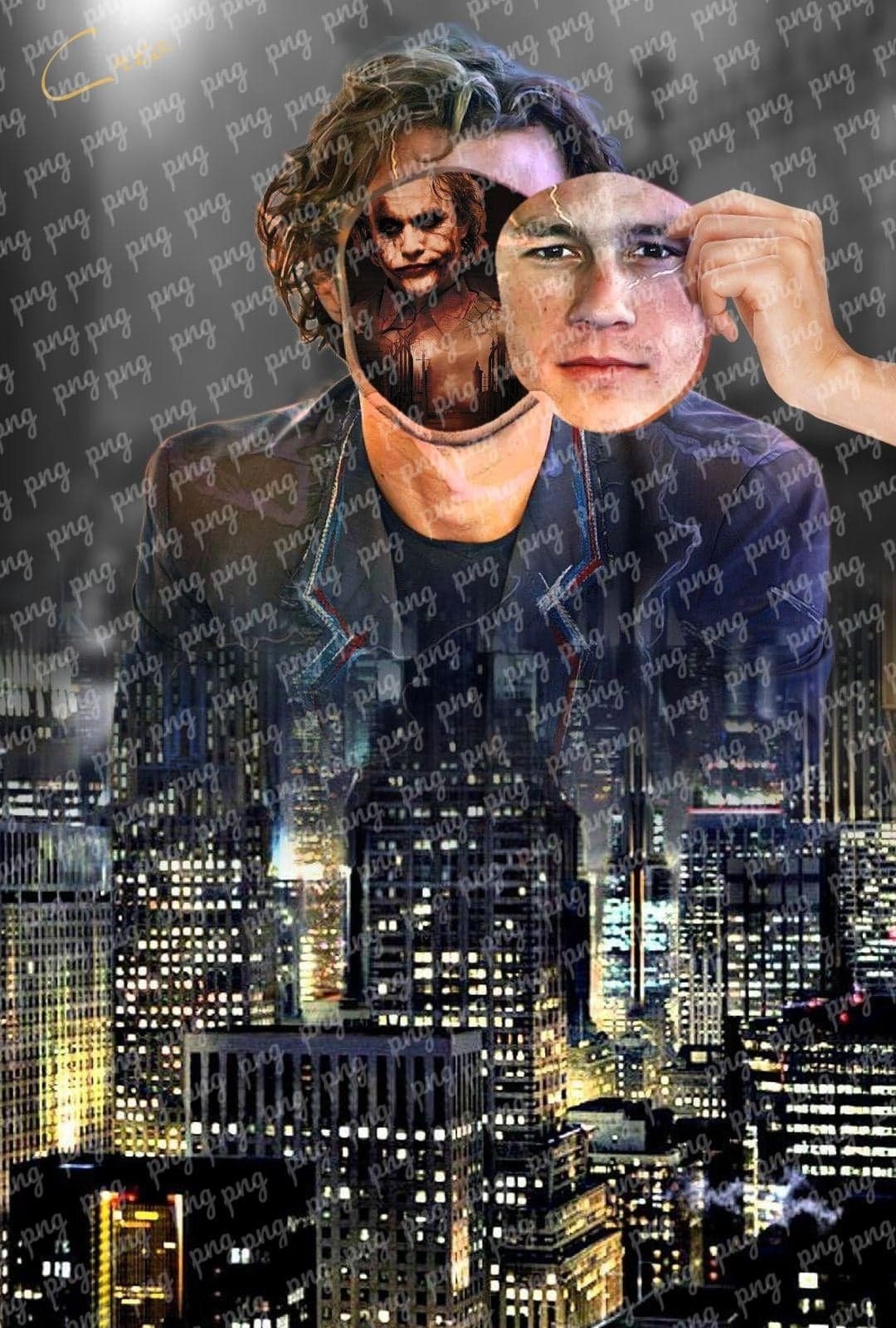 Heath Ledger Face Split Joker PNG - Etsy