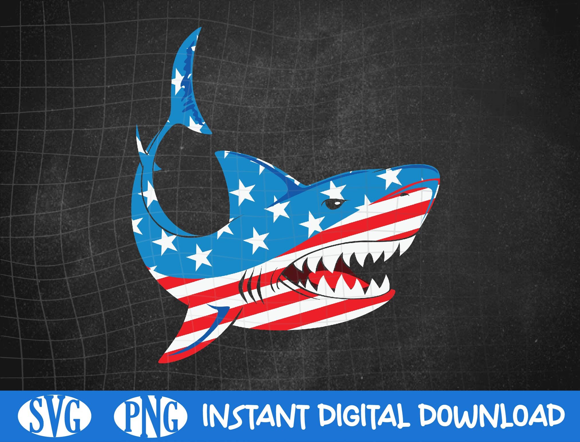 Shark American Flag 4th of July Svg, Png Design - Etsy