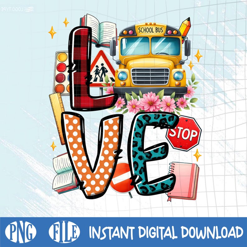 Love School Bus Sublimation Png, Back to School Png, School Bus Png - Etsy