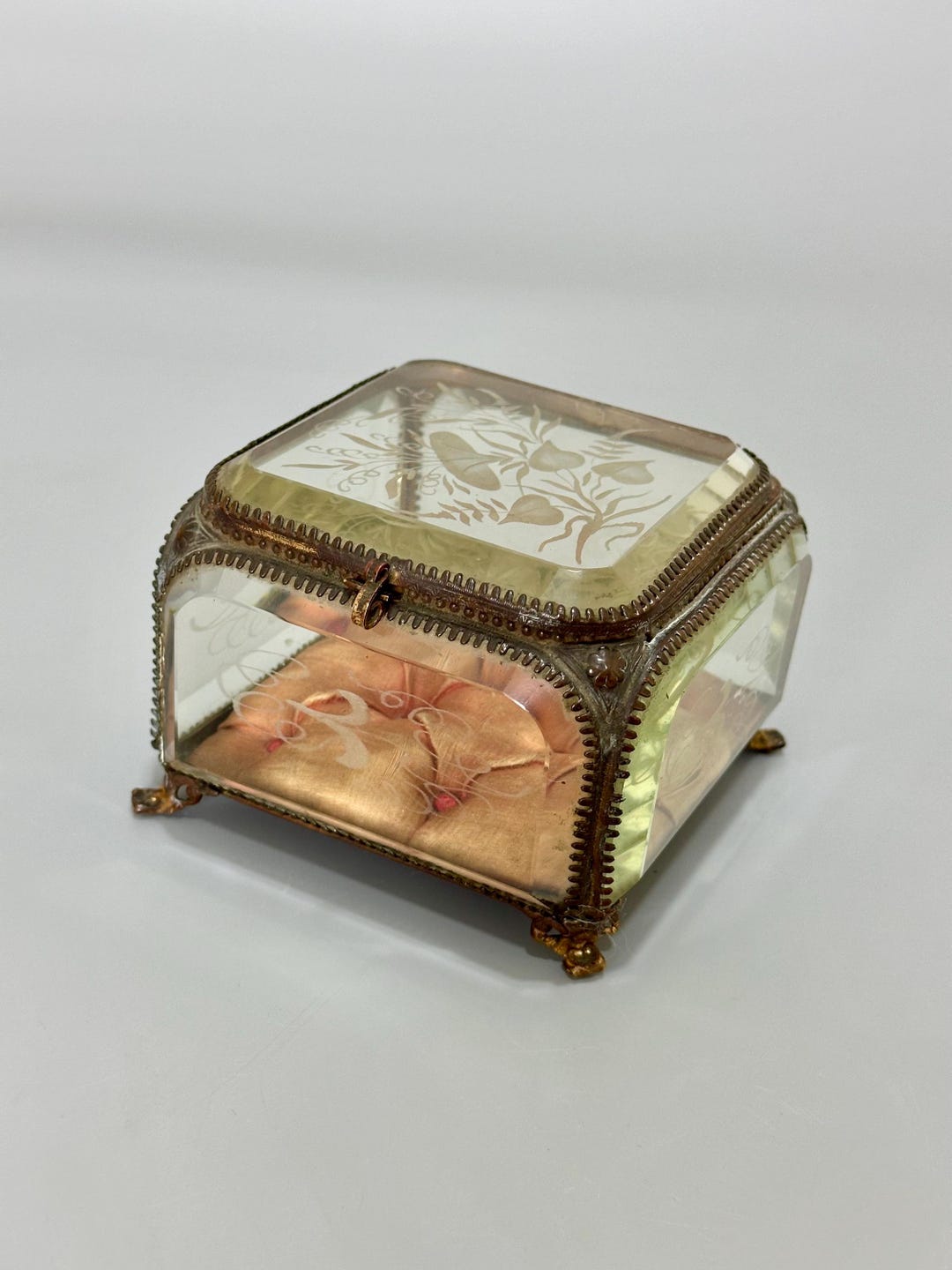 Antique French Ormolu Bevelled Edge Glass Jewellery/trinket Box - Etsy