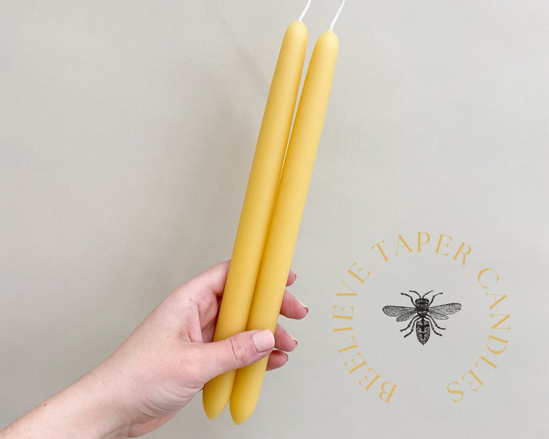 Yellow Pure Beeswax Dipped Taper Candles Made in USA Handcrafted Gold ...