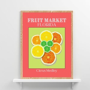 Fruit Market Print, Fruit Poster, Citrus Fruit Market Poster, Fruit ...