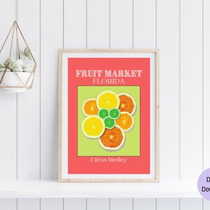 Fruit Market Print, Fruit Poster, Citrus Fruit Market Poster, Fruit ...