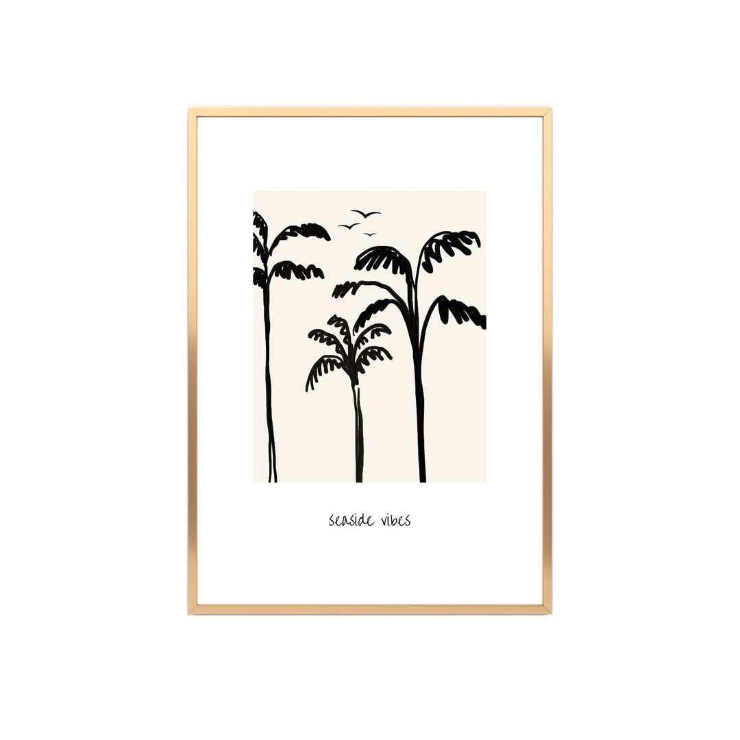 Palm Tree Art Print Black and White Palm Tree Wall Art Minimalist Beach ...