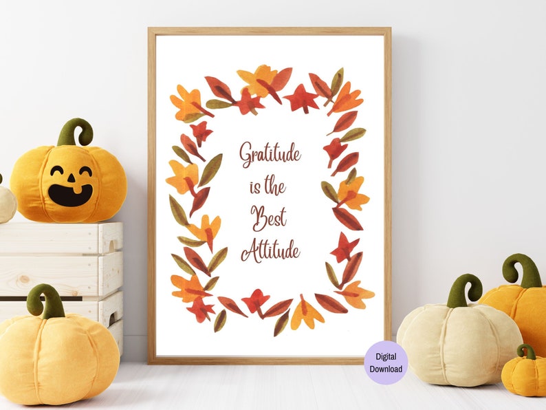 Attitude of Gratitude Printable Wall Art, Gratitude Poster, Positive ...