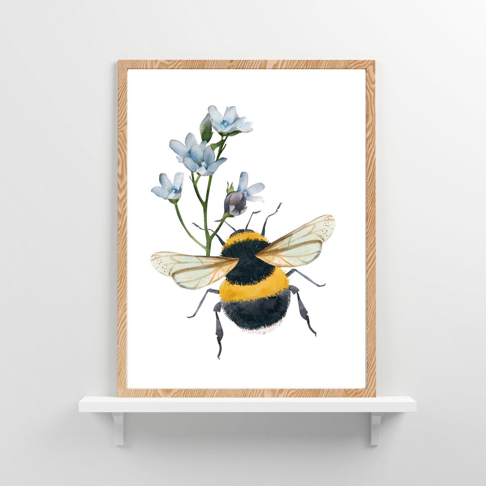 Bee and Flower Art Print Bumble Bee Wall Art Honey Bee Poster Spring ...