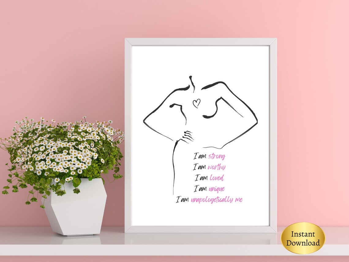 I Am Wall Art, Self-love Positive Affirmation Art Printable ...