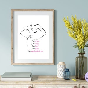 I Am Wall Art, Self-love Positive Affirmation Art Printable ...