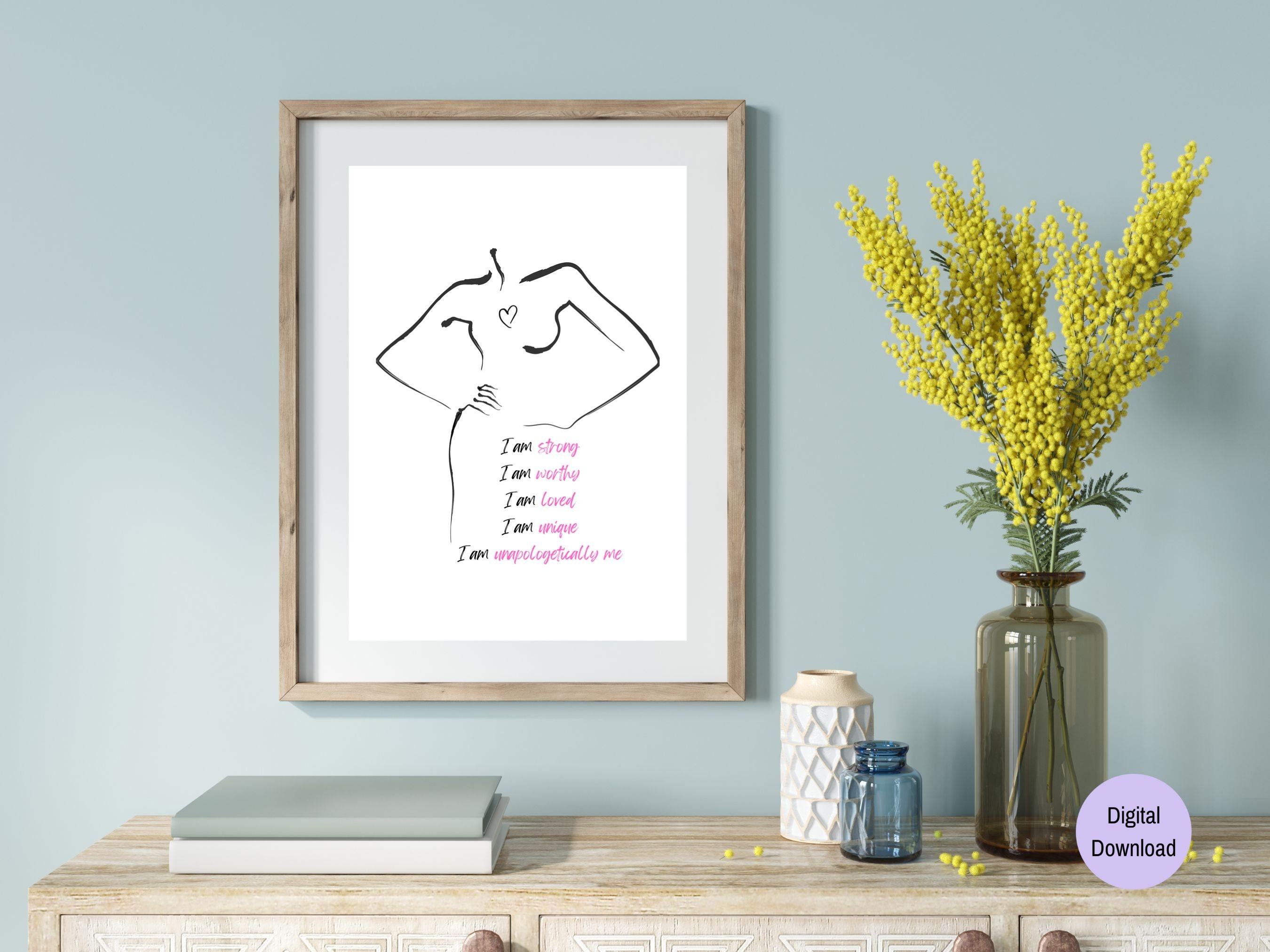 I Am Wall Art, Self-love Positive Affirmation Art Printable ...