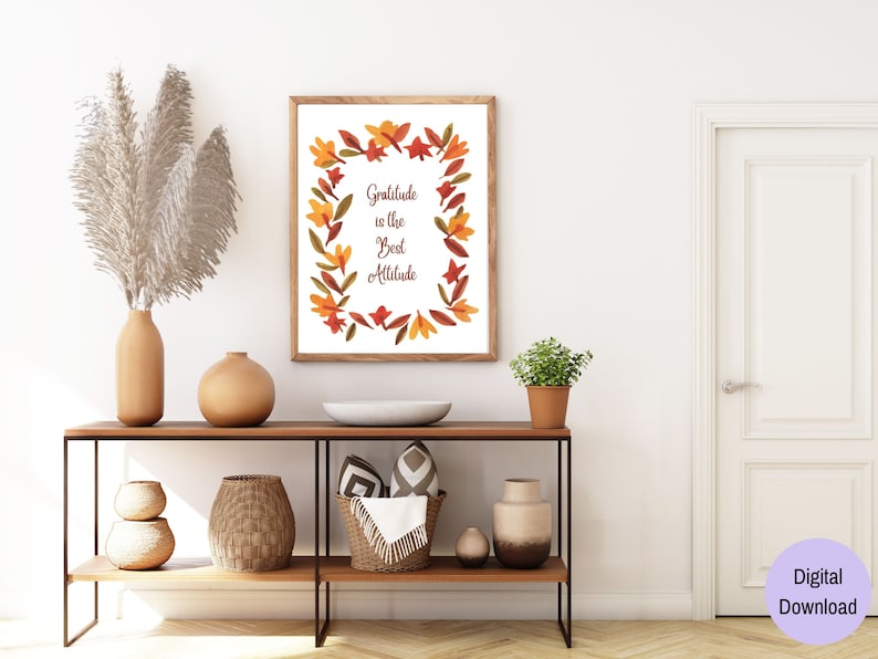 Attitude of Gratitude Printable Wall Art, Gratitude Poster, Positive ...
