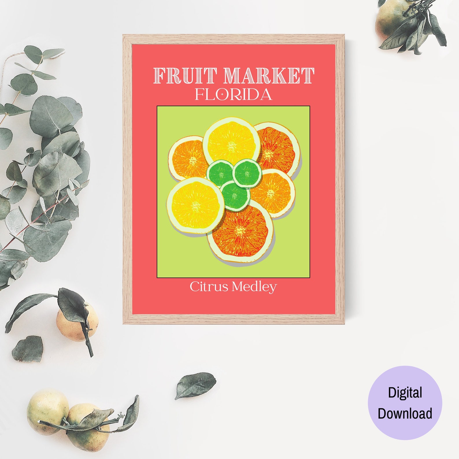 Fruit Market Print, Fruit Poster, Citrus Fruit Market Poster, Fruit ...