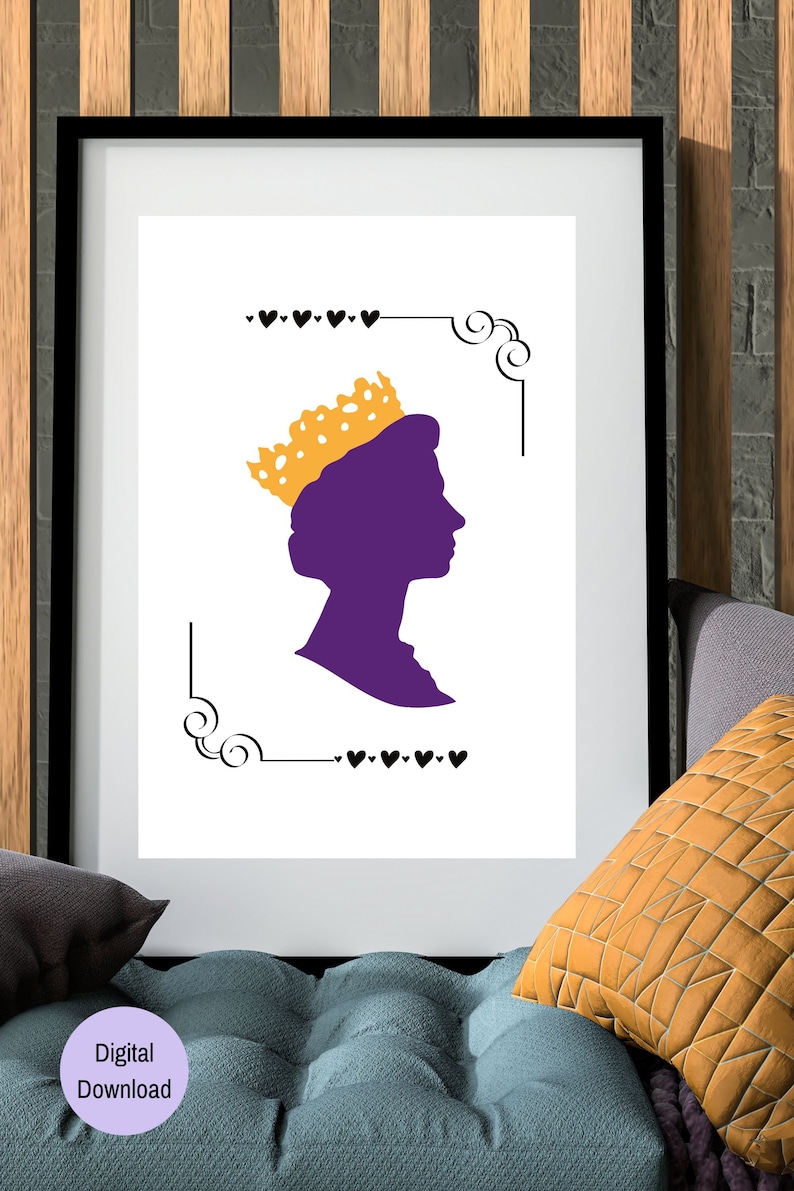 The Queen Silhouette Printable Wall Art Queen Profile - Etsy