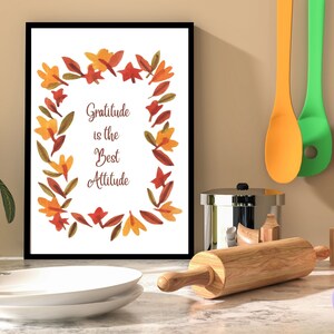 Attitude of Gratitude Printable Wall Art, Gratitude Poster, Positive ...